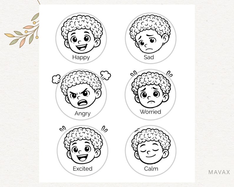 Feelings Colouring Page Boy Printable, Emotions Worksheet, Social ...