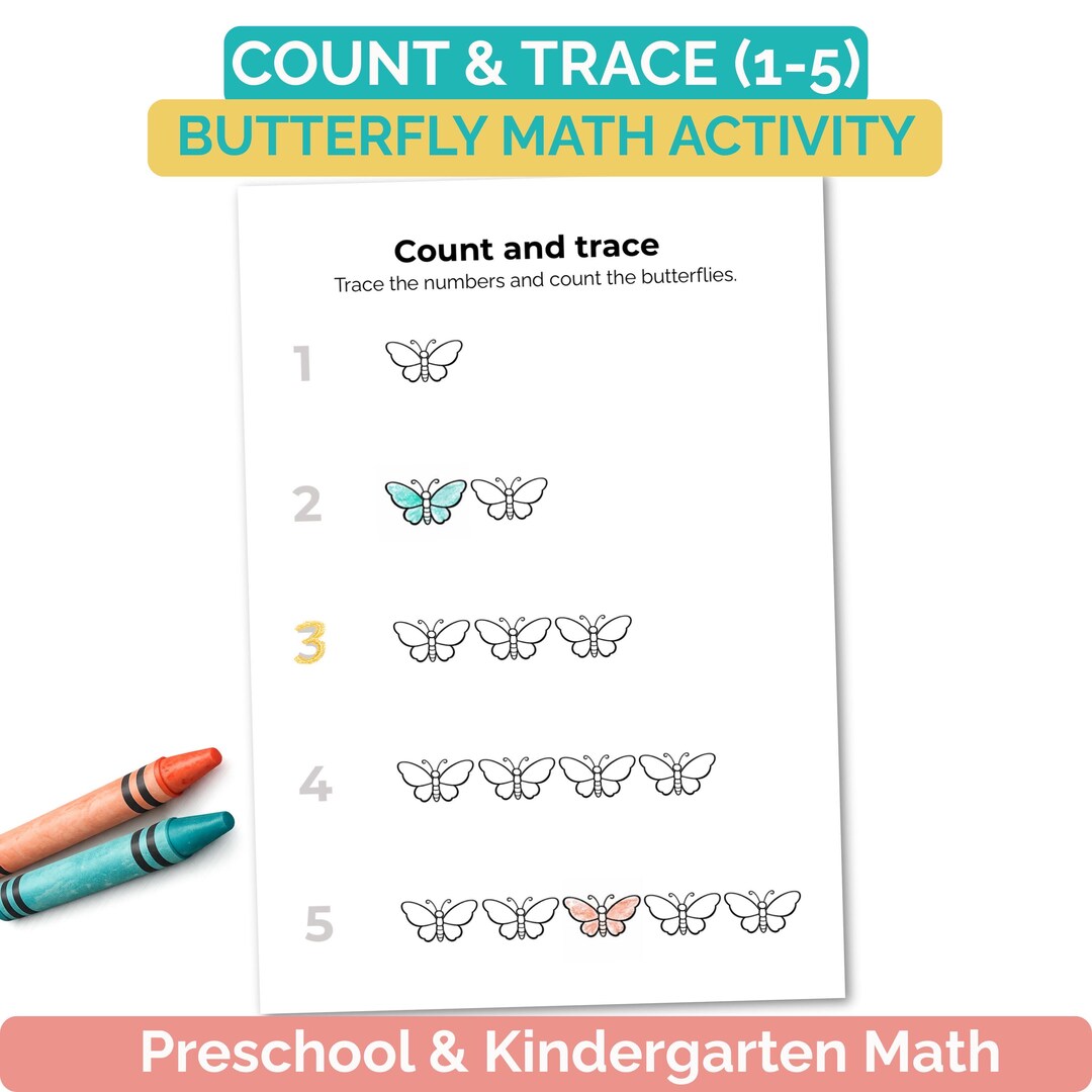 Addition Worksheet 1–5 Preschool & Kindergarten | Butterfly Math ...