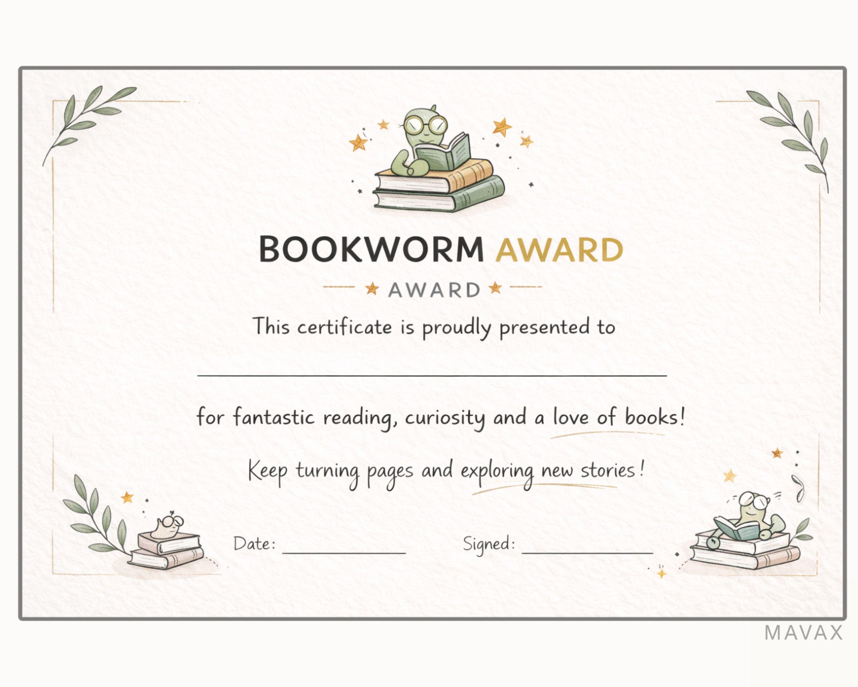 Reading Award Certificate Printable | World Book Day | Kids Reading ...