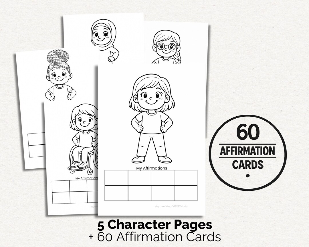 Girl Affirmation Cards & Activity Bundle | 60 Positive Affirmations ...