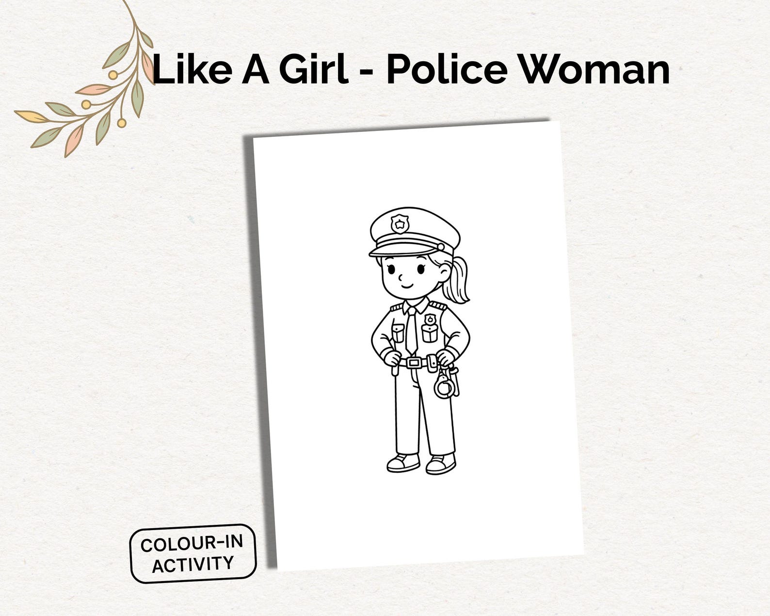 Police Woman Coloring Page - STEM Career, Like A Girl (digital Download ...