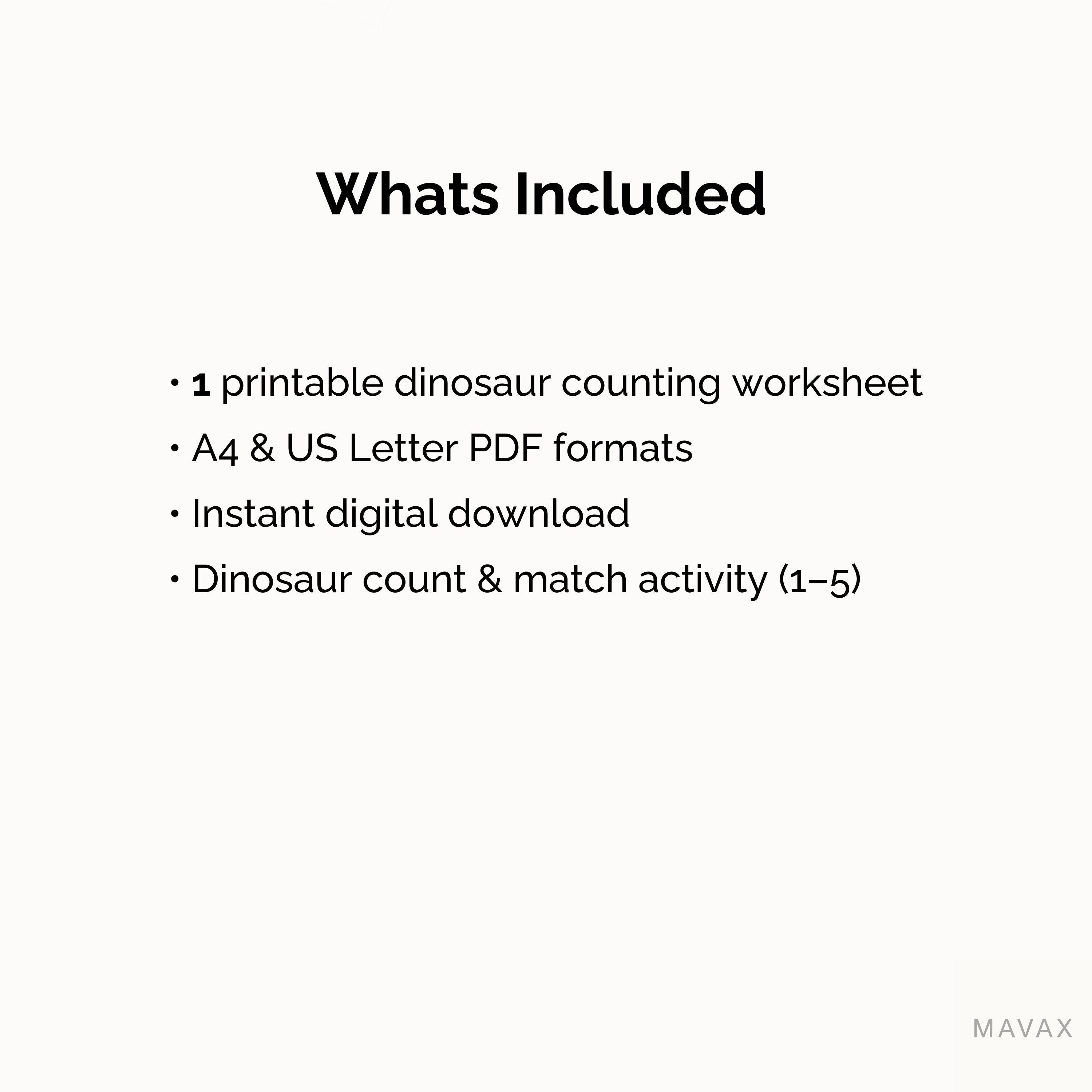 Match Numbers 1-5 Worksheet Dinosaur Counting Activity Preschool ...