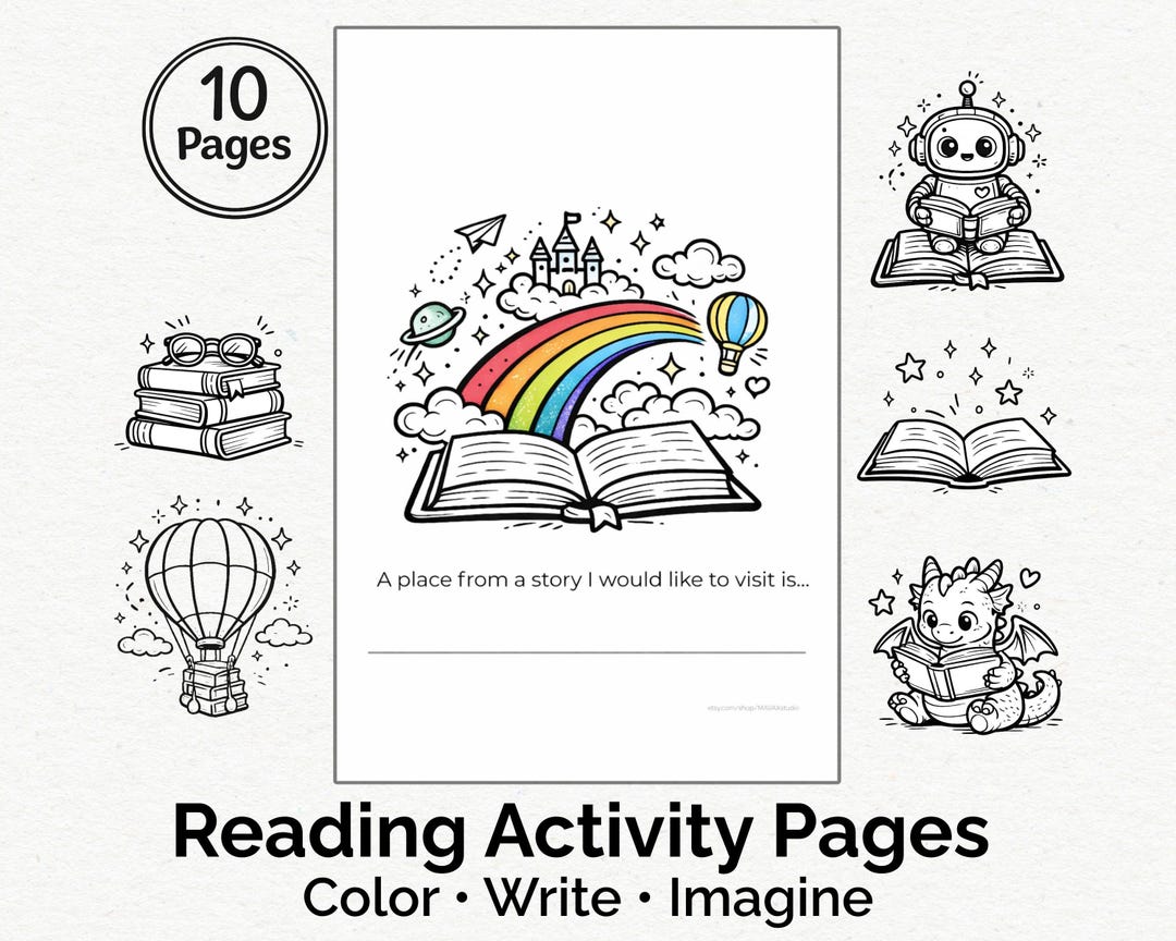 Reading & Writing Prompt Coloring Pages | World Book Day Activity ...