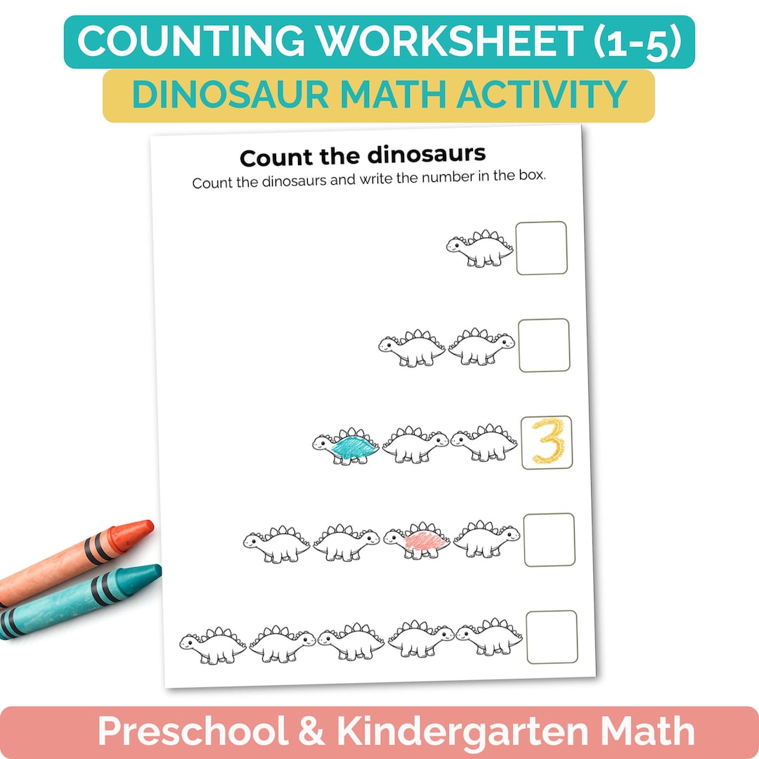 Count to 5 Worksheet – Dinosaur Counting Activity | Kindergarten ...