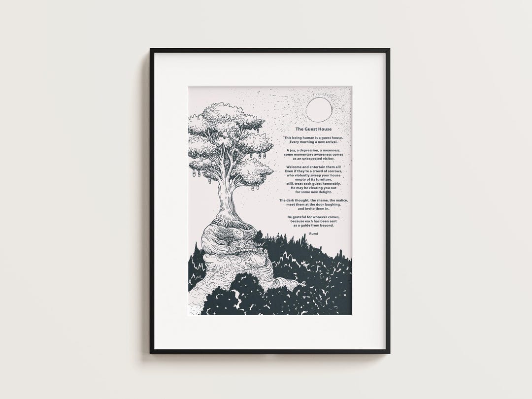 Rumi Guest House Poem Art Print | Sufi Philosophy Wall Decor | Tree ...