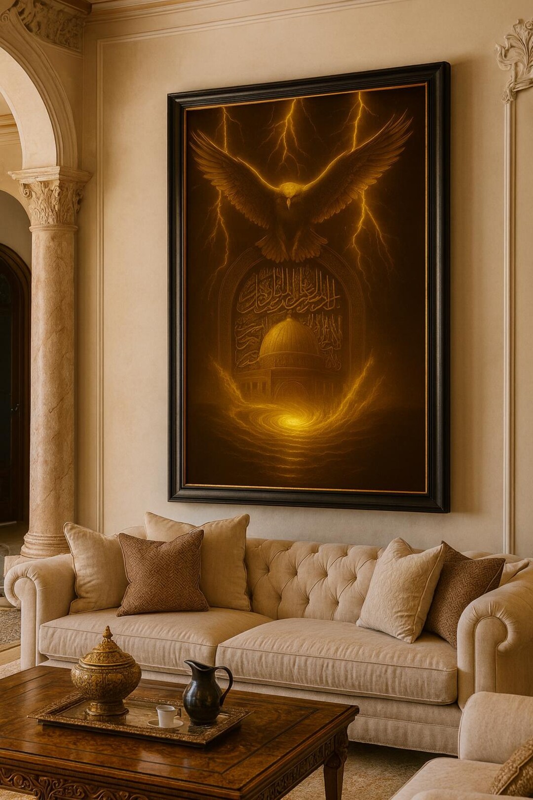Golden Al Aqsa Islamic Wall Art • Arabic Calligraphy Poster • Dome of ...