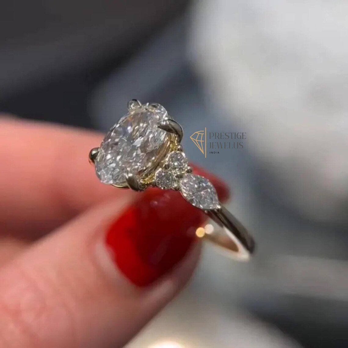 3CT Vintage Cathedral Set Three Stone Engagement Ring, 14k Solid ...