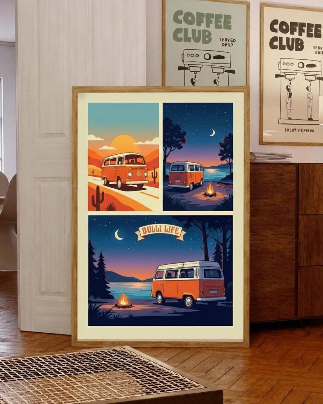 Vintage VW Bus Poster | Automotive Illustration Art (digital Download ...