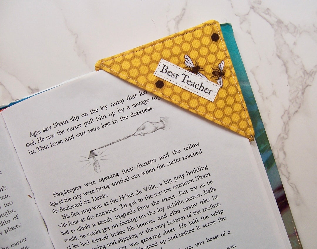 Corner Fabric Bookmark-best Teacher -cute Square Book Mark-reader Gift ...