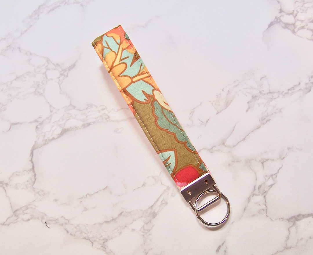 Bright Green Kaffe Fauset Fabric Key Fob , Green Key Strap , Green With ...