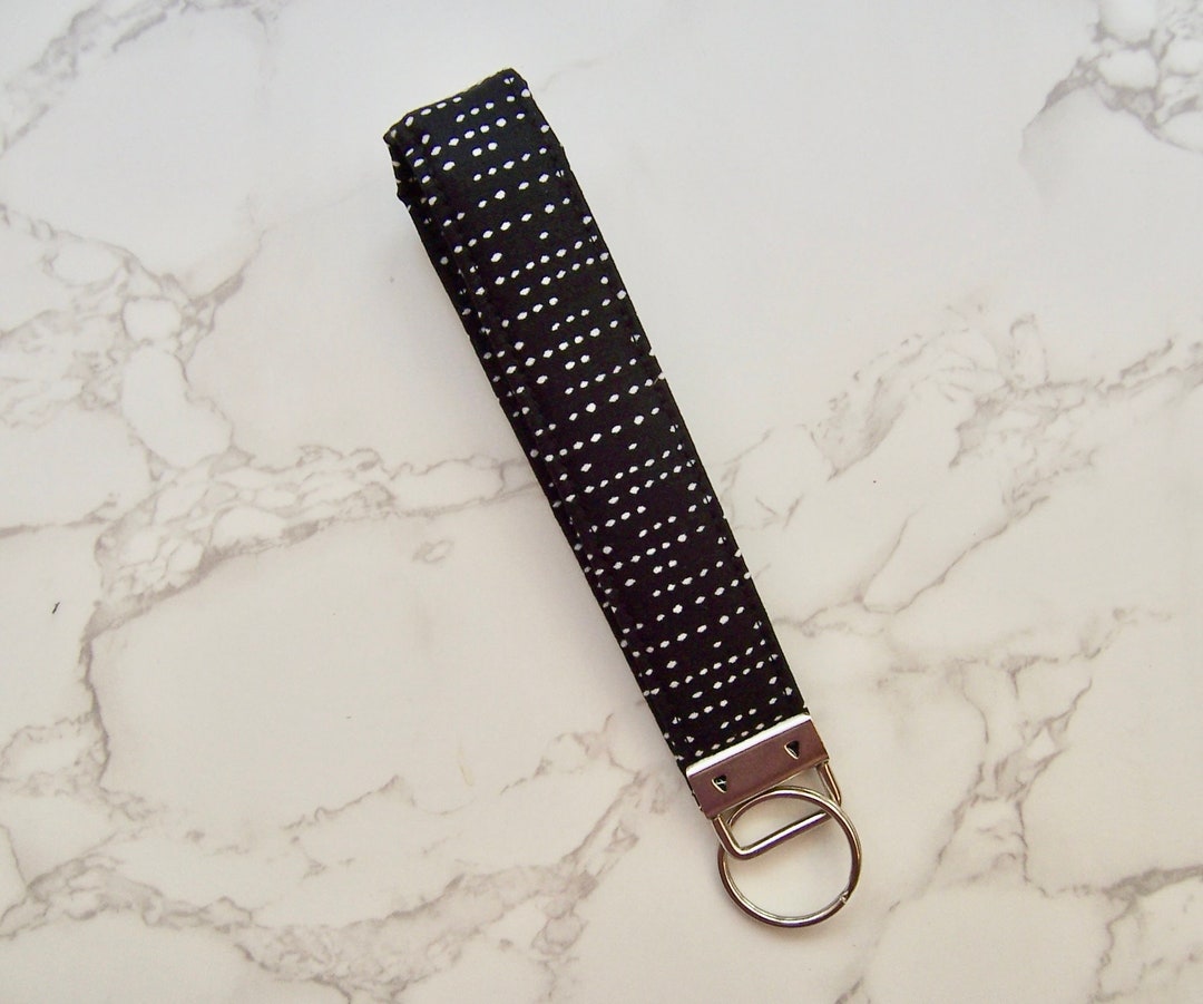 Pretty Key Fob in a Modern Black and White Fabric , Preppy Key Strap ...