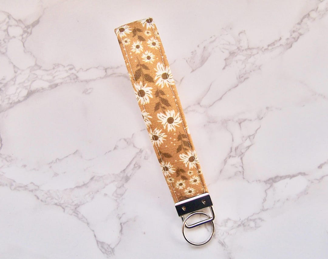 Sunflower Key Fob in Yellow, Long Boho Key Fob, Lanyard for Keys ...