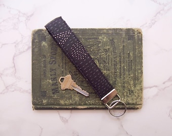 Pretty Key Fob in a Linen Fabric With Lace , Preppy Key Strap , Pretty ...