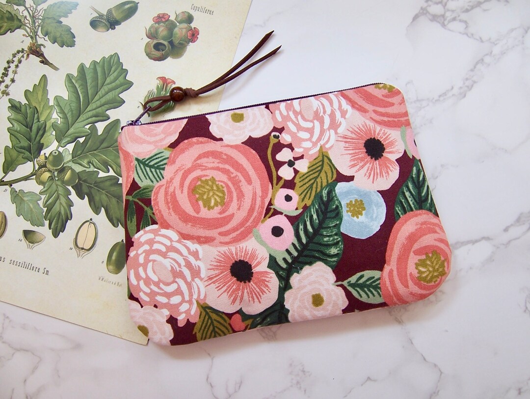 Burgundy Rifle Paper Co. Zipper Bag flat Notion Pouch Storage Case ...