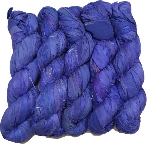 Craft Supplies & Tools Sari Silk Ribbon Royal Blue Shades #A442 100g ...