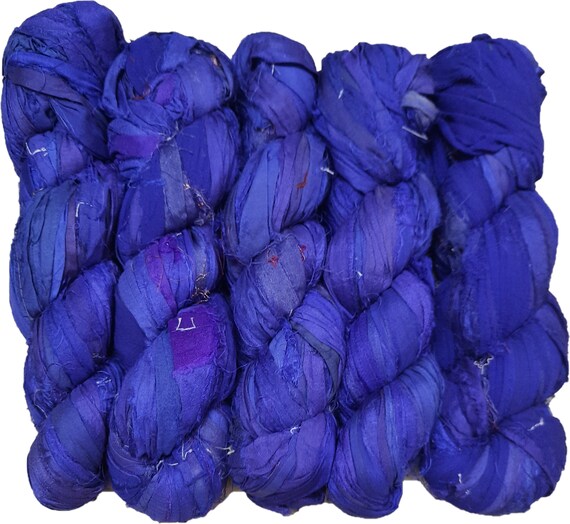 Craft Supplies & Tools Sari Silk Ribbon Royal Blue Shades #A442 100g ...