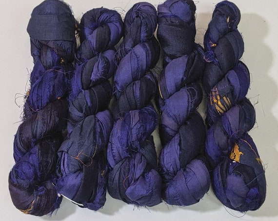 Craft Supplies & Tools Sari Silk Ribbon Royal Blue Shades #A442 100g ...