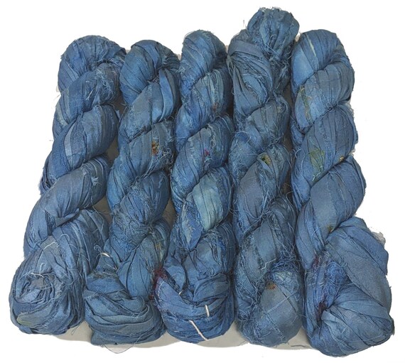 Craft Supplies & Tools Sari Silk Ribbon Royal Blue Shades #A442 100g ...
