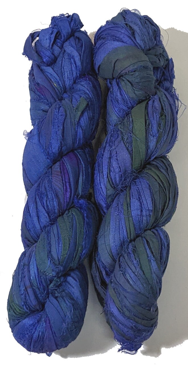Craft Supplies & Tools Sari Silk Ribbon Royal Blue Shades #A442 100g ...