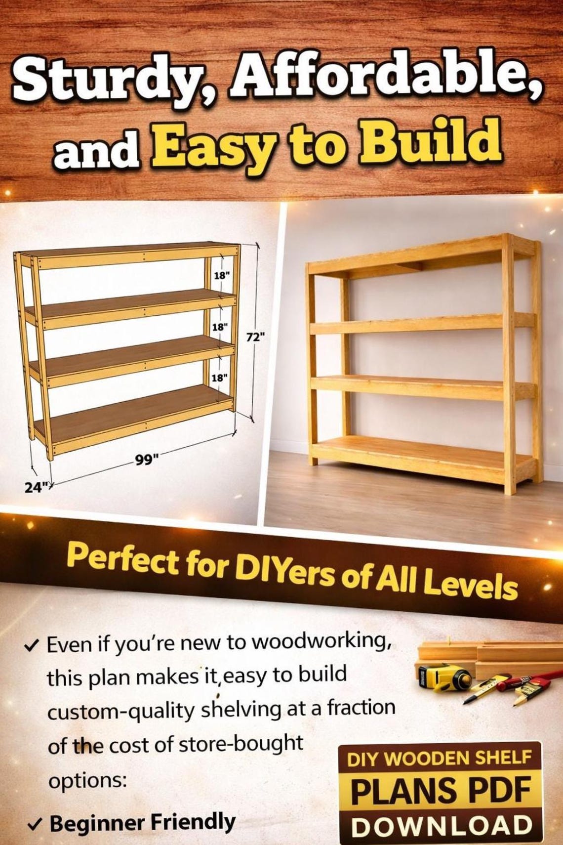 DIY 2x4 Garage Shelving Plans | Heavy Duty Storage Shelves PDF - Etsy