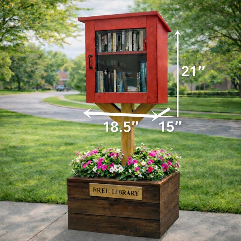 DIY Little Library Plans – Outdoor Community Pantry Box Woodworking PDF ...