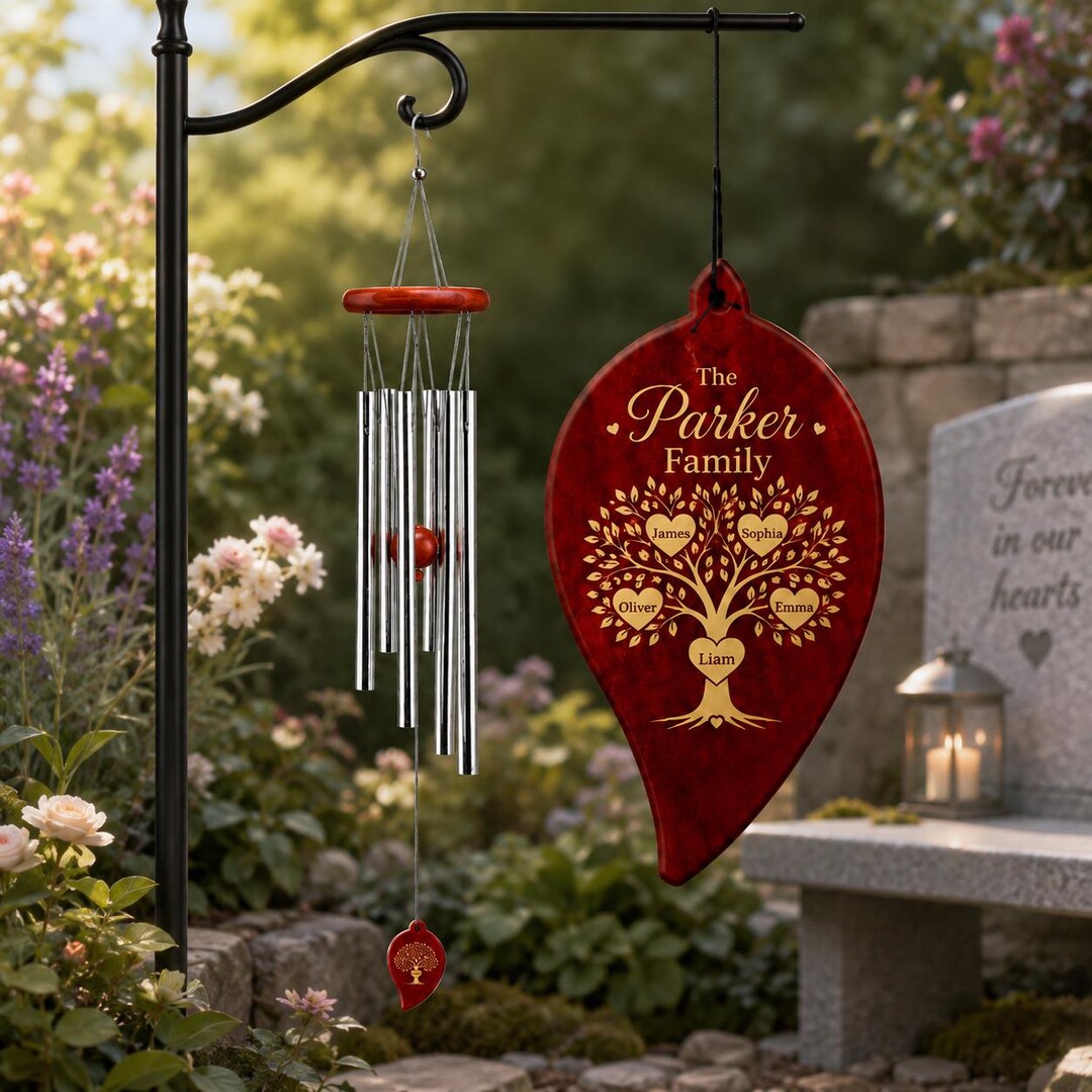 Personalized Family Tree Wind Chime, Custom Family Name Wind Chime ...
