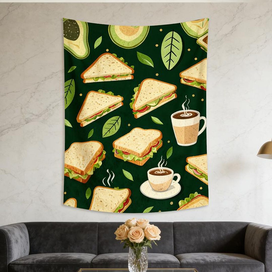 Sandwich Wall Tapestry,food Tapestry,sandwich Lover Gift,cute Food ...