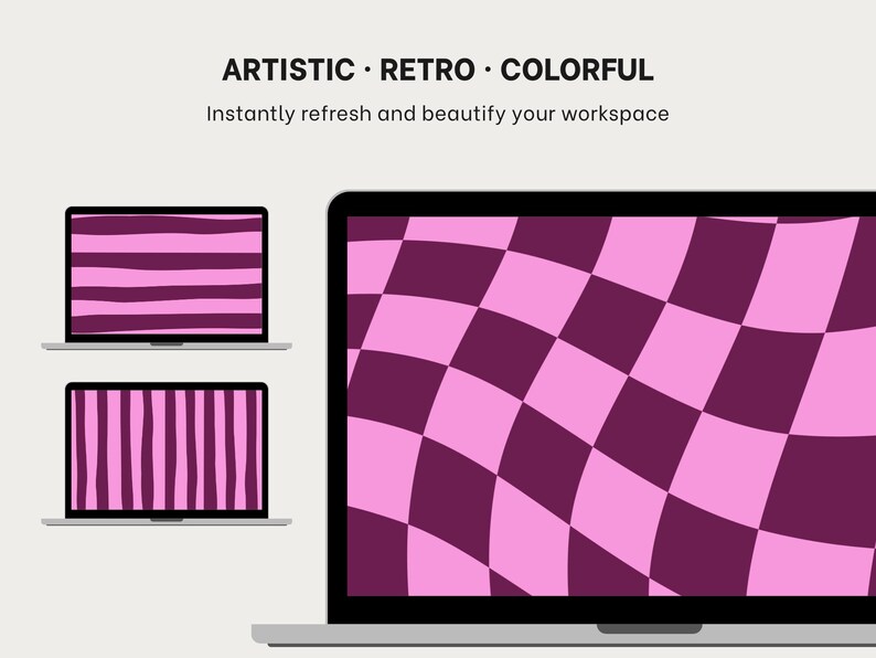 Aesthetic Desktop Wallpaper - Wavy Stripes & Checkerdboard Pattern - 4k ...