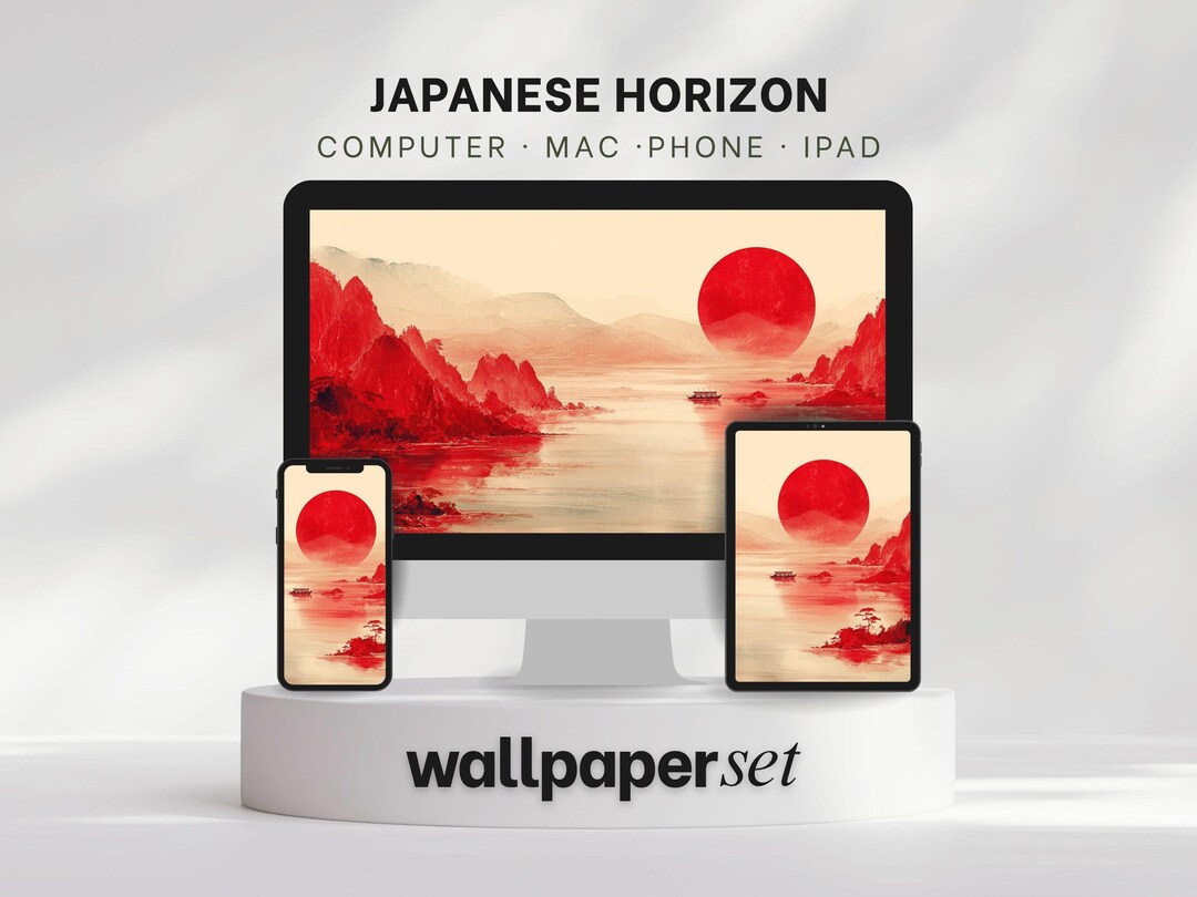 Japanese Horizon Wallpaper Set for Mobile iPad MacBook and Desktop ...