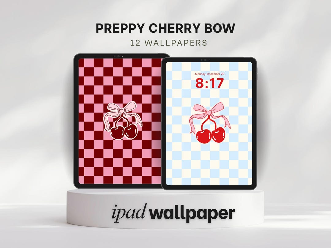 Preppy Wallpaper for Ipad, Cherry Checkered Background, 12 Different ...