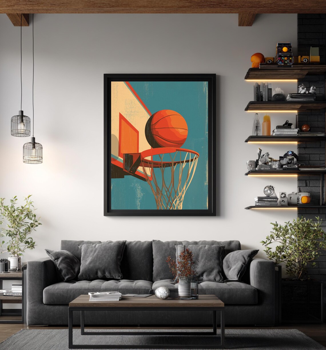 Vintage Basketball Poster | Retro Sports Wall Art | Mid-century Hoop ...