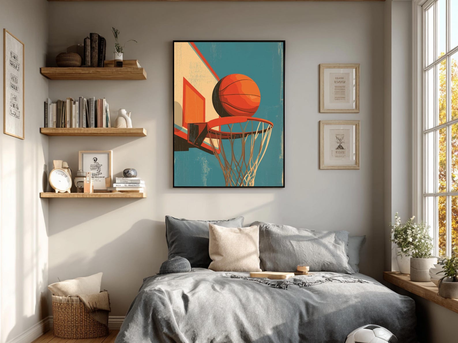 Vintage Basketball Poster | Retro Sports Wall Art | Mid-century Hoop ...