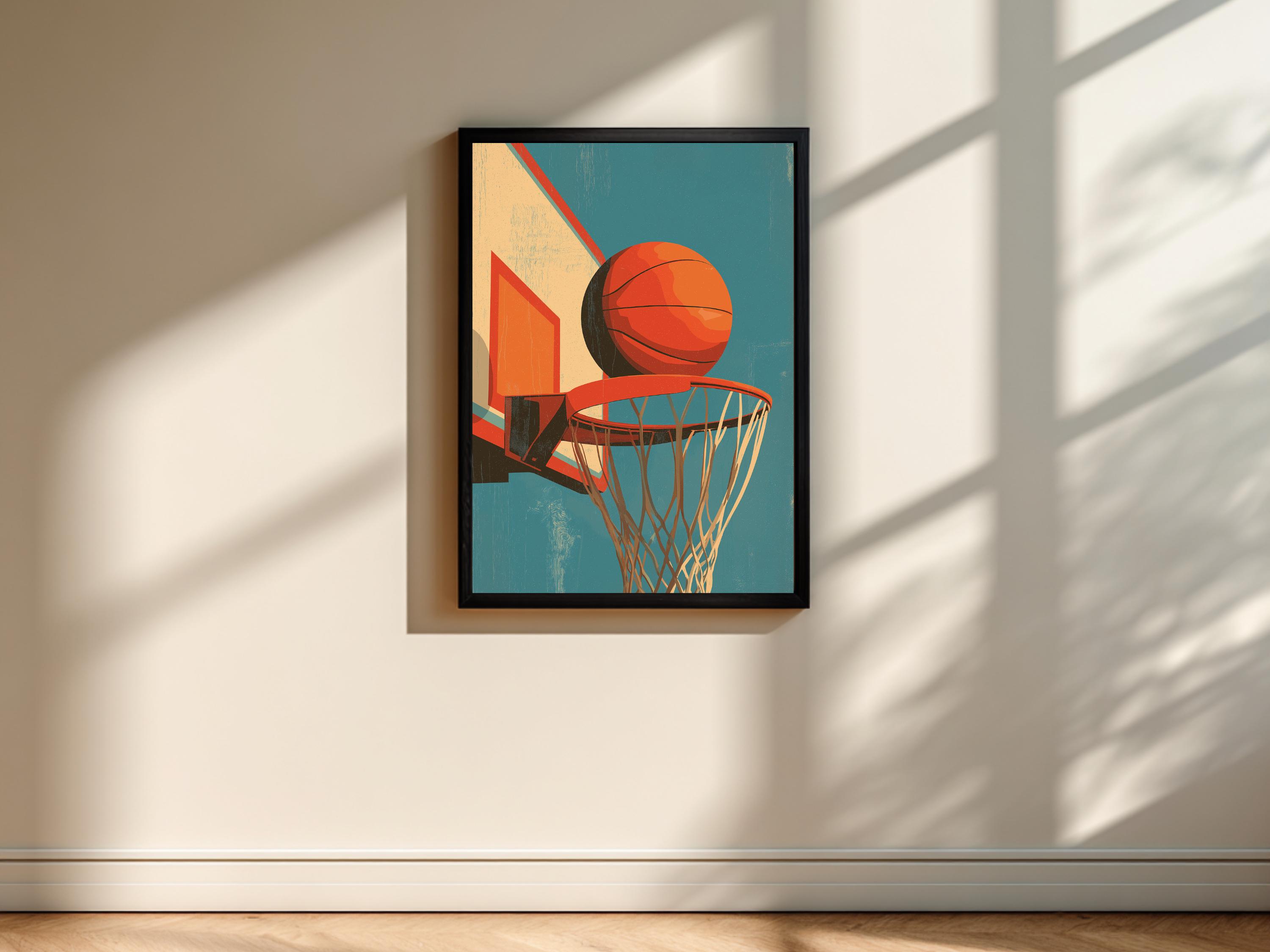Vintage Basketball Poster | Retro Sports Wall Art | Mid-century Hoop ...
