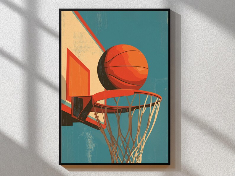 Vintage Basketball Poster | Retro Sports Wall Art | Mid-century Hoop ...