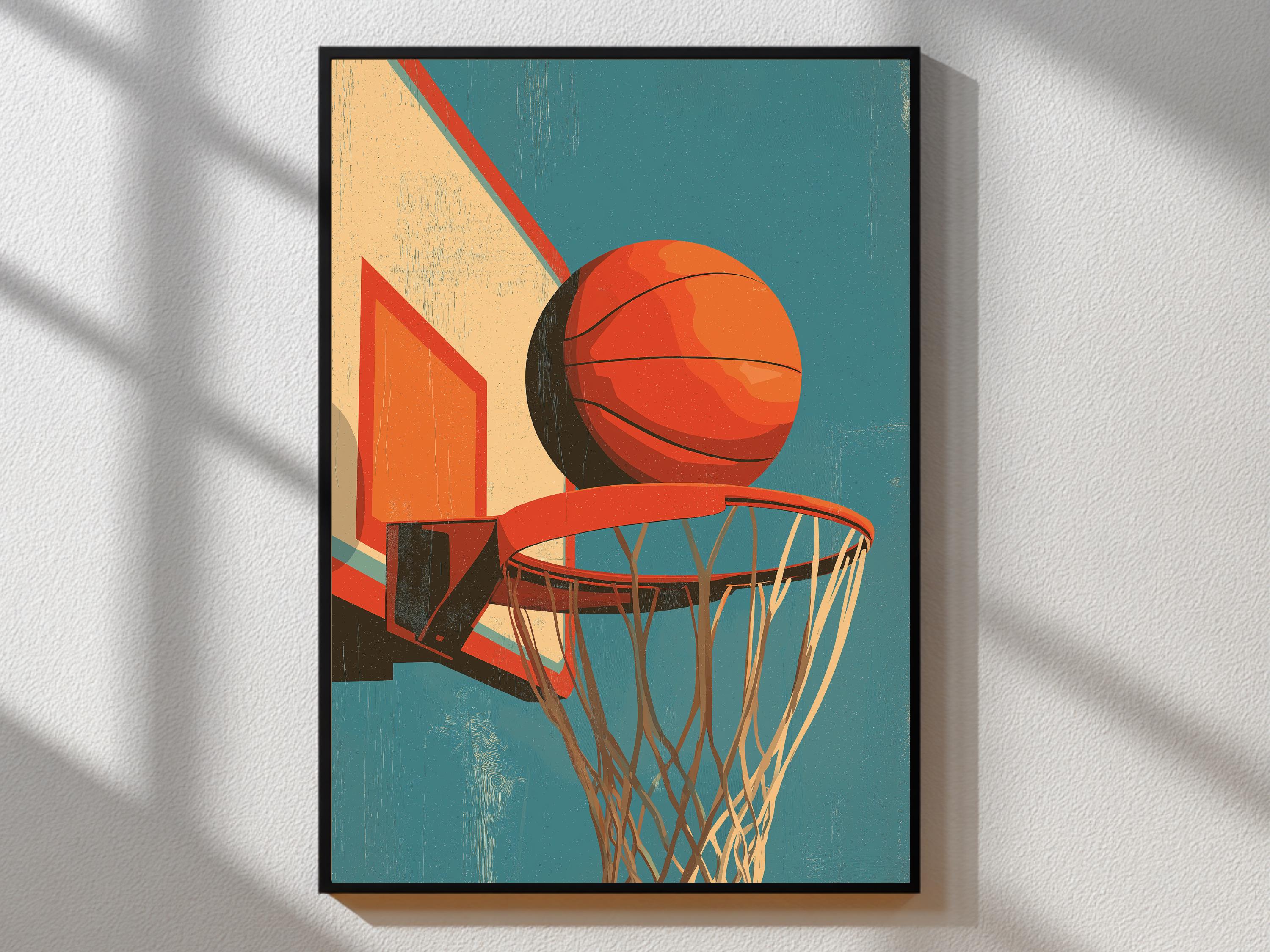 Vintage Basketball Poster | Retro Sports Wall Art | Mid-century Hoop ...