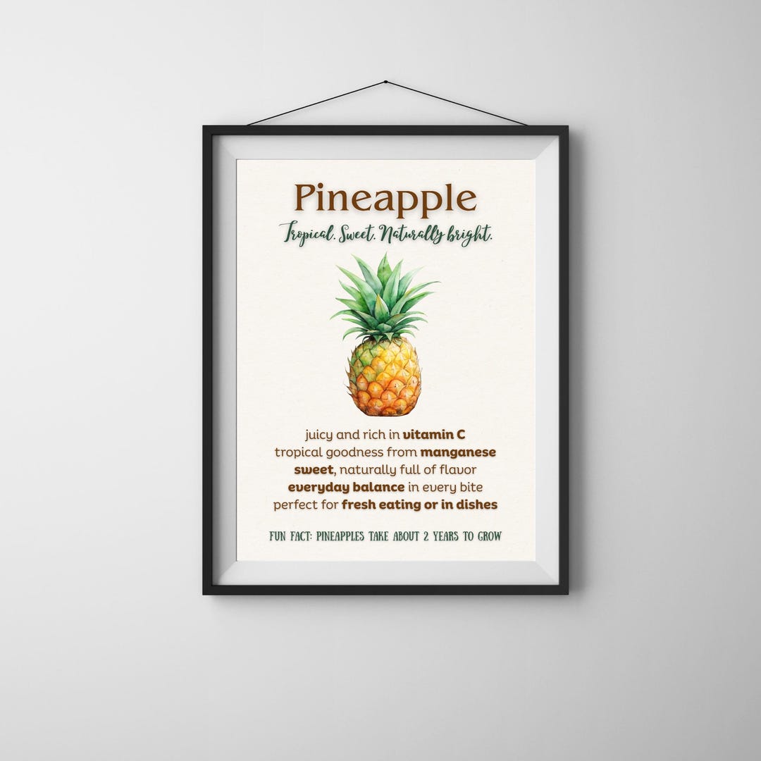 Pineapple Poster Printable Wall Art | Fruit Educational Print | Kitchen ...