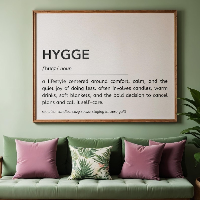 Pôster com a definição de Hygge | Arte de parede escandinava ...