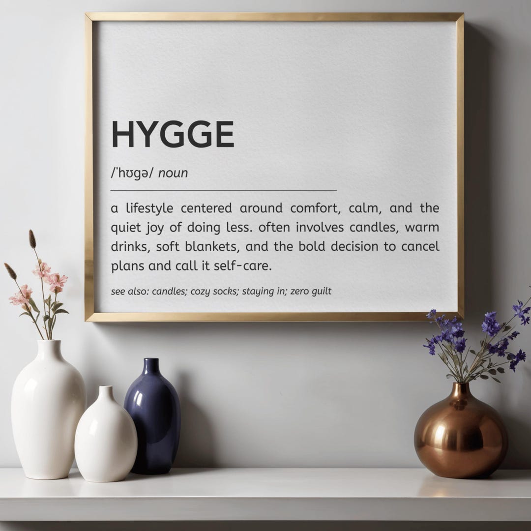 Pôster com a definição de Hygge | Arte de parede escandinava ...