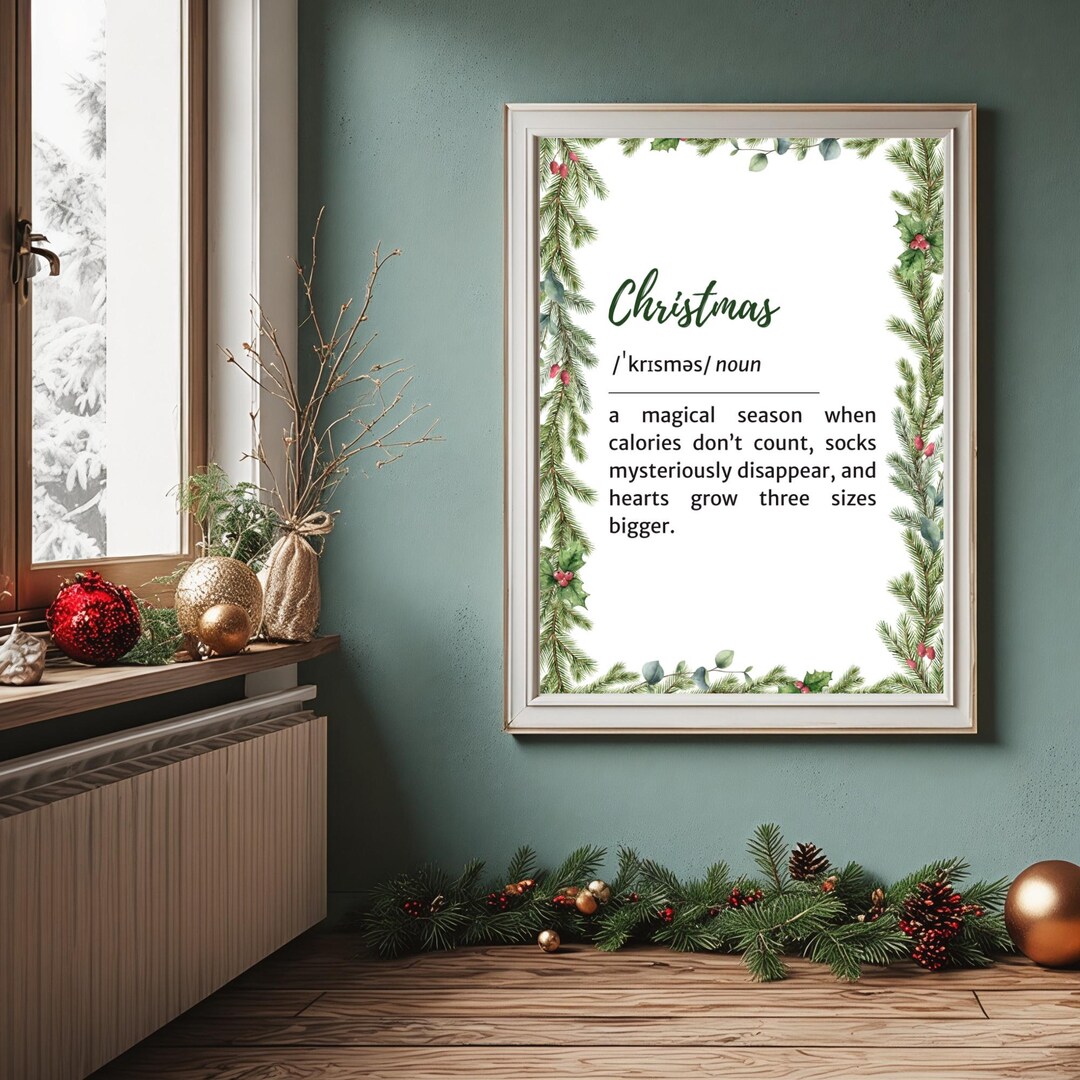 Christmas Dictionary Poster | Funny Holiday Wall Art | Christmas ...