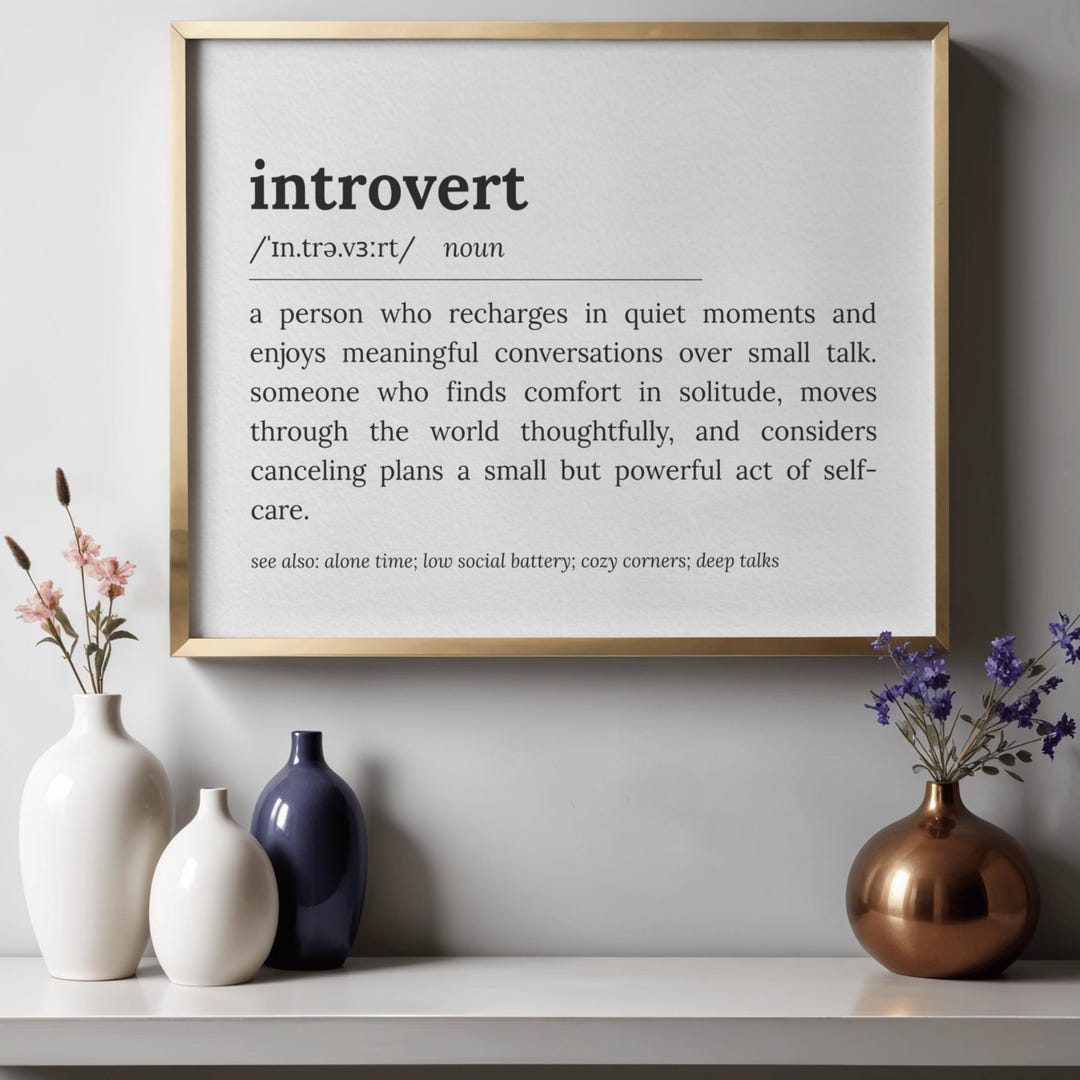 Introvert Dictionary Definition Poster | Quiet Humor Wall Art ...