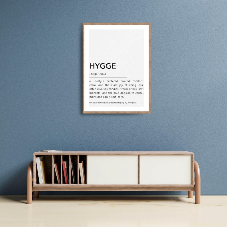 Pôster com a definição de Hygge | Arte de parede escandinava ...
