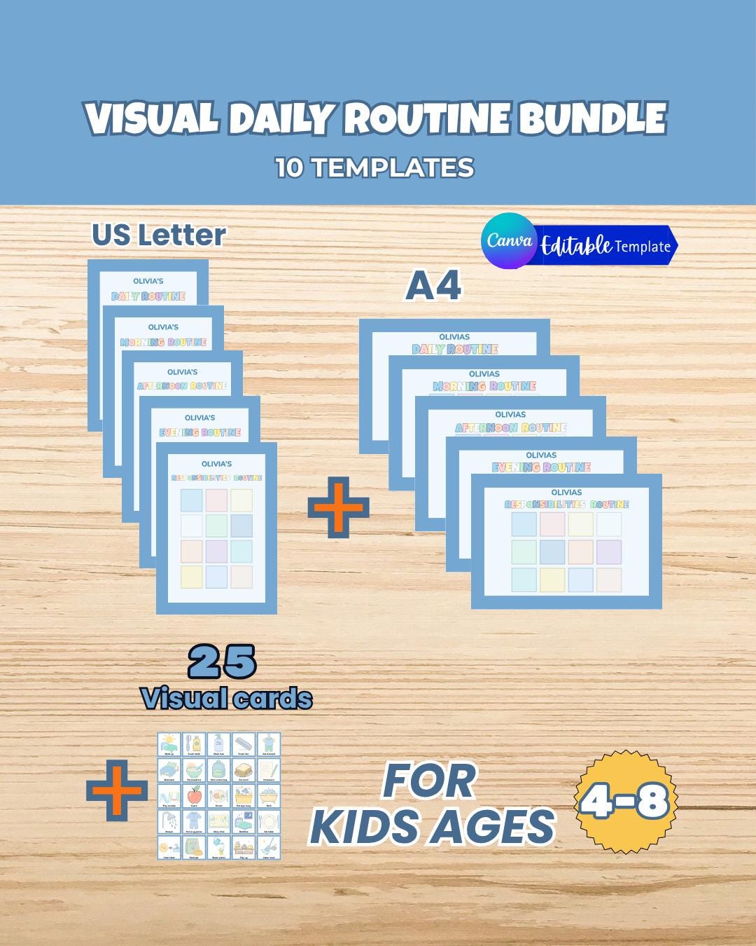Montessori Routine Chart for Kids 4–8 | Visual Daily Routine Chart ...