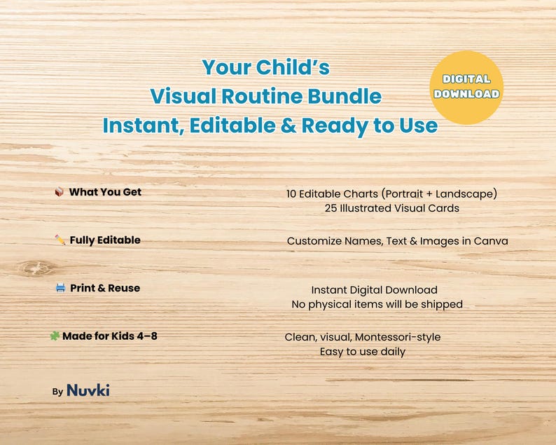 Daily Routine Visual Schedule Cards for Kids 4‑8 – 25 Editable ...