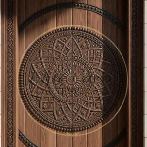 Grand Mandala Carved Solid Wood Door – Double Panel Design - Etsy