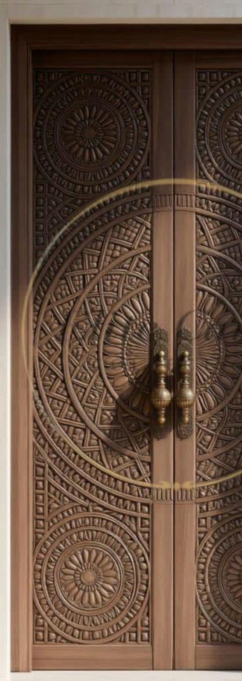 Heavy Wooden Double Door With Central Mandala Artwork - Etsy
