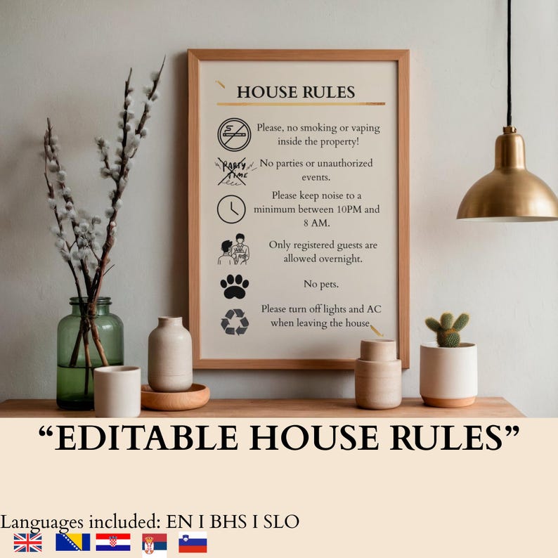 Airbnb Guest Rules Sign, Printable Host Rules Template, Vacation Rental ...