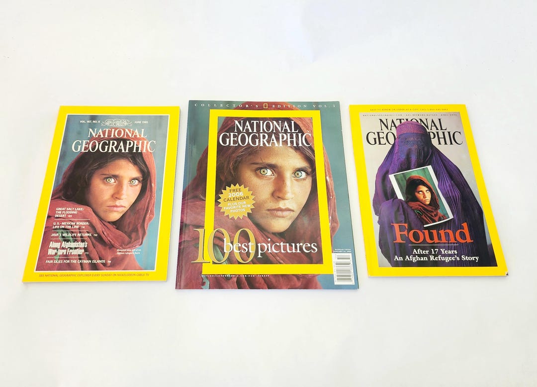 National Geographic Afghan Girl Magazine Set: 1985, 2002, 2006 Edition ...
