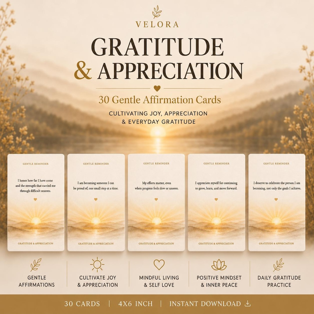 30 Gratitude Affirmation Cards Printable, Appreciation Cards, Daily ...