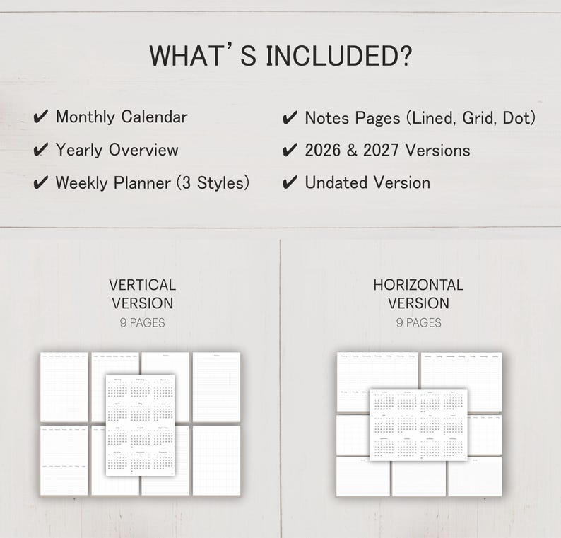 2026-2027 Minimalist Printable Planner Bundle | Monthly, Weekly, Yearly ...