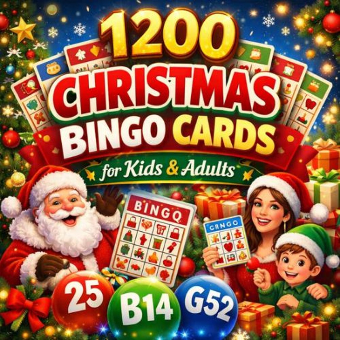 1200 Christmas Bingo Cards, Mega Holidays Printable - Etsy